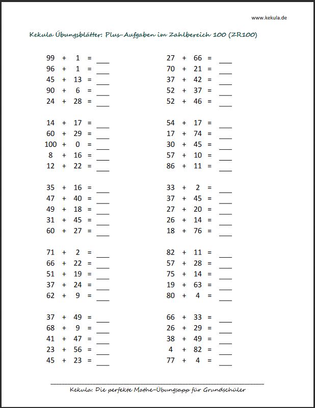  bungsbl tter ZR100 Mathe ben F r Die Grundschule
