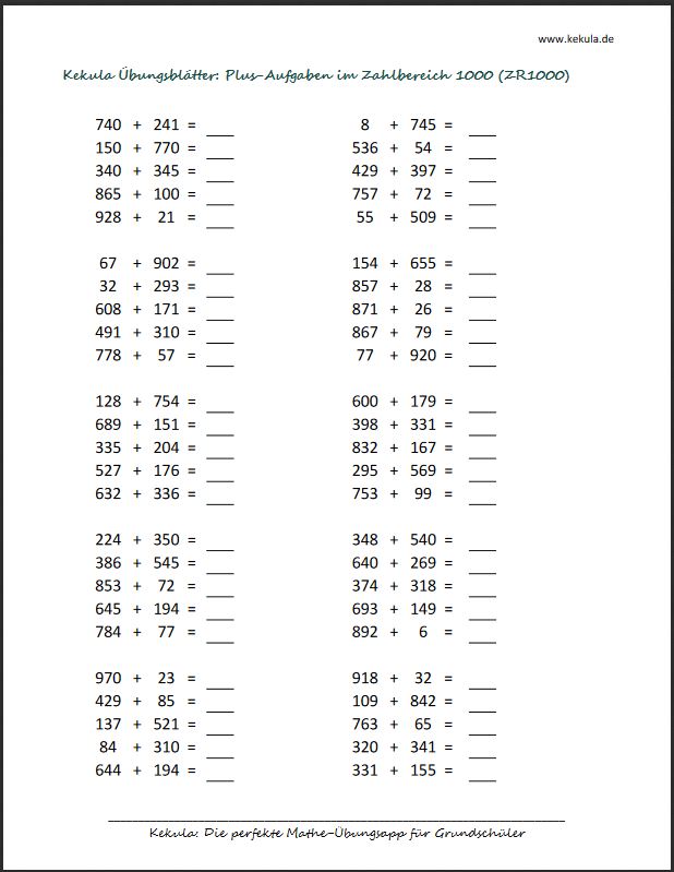  bungsbl tter ZR1000 Mathe ben F r Die Grundschule